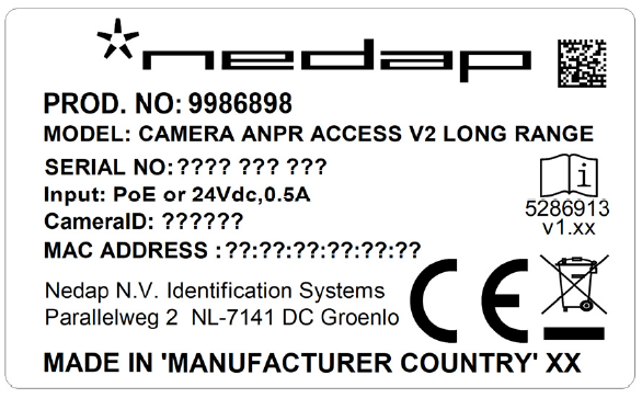Where to find the article and serial number – Nedap Identification Systems
