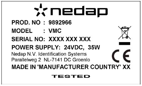 Where to find the article and serial number – Nedap Identification Systems